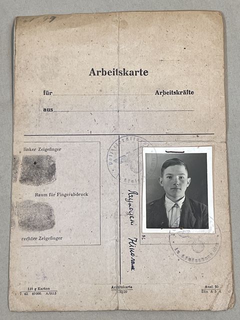 Bunker Militaria: Original WWII German Work Card for Russian, Arbeitskarte