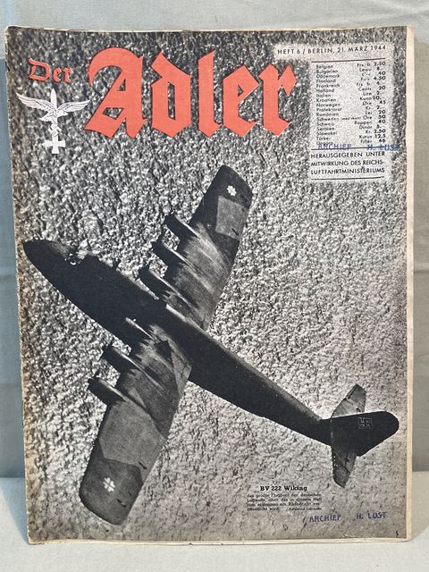 Bunker Militaria: Original WWII German Luftwaffe Magazine Der Adler ...
