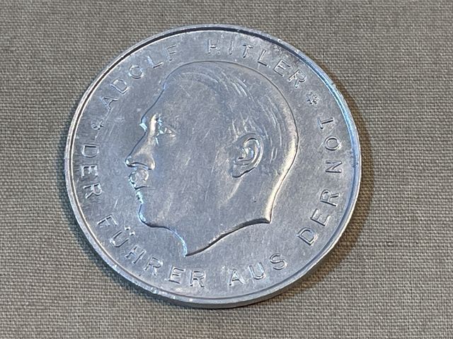 Bunker Militaria: Original 1929 German Adolf Hitler Campaign Coin, Aluminum