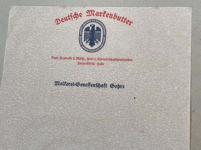 Bunker Militaria: Original WWII Era German Ration Item, Butter Wrapper