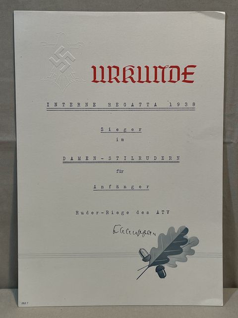 Bunker Militaria: Original 1938 German NSRL/DRL Sporting Event Award ...