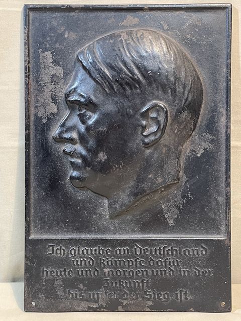 Bunker Militaria: Original Nazi Era German Heavy Metal HITLER Plaque