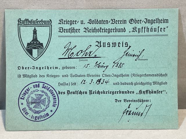 Bunker Militaria: Original Nazi Era German DRKB Member's ID Card