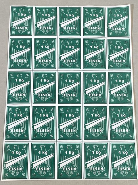 Bunker Militaria: Original Nazi Era German Sheet of Ration Tickets for ...