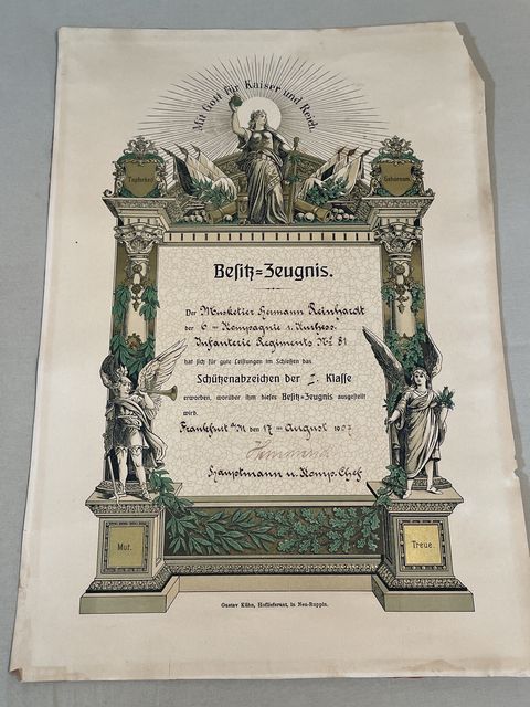 Bunker Militaria: Original 1907 German Shooting Award 1st Class ...