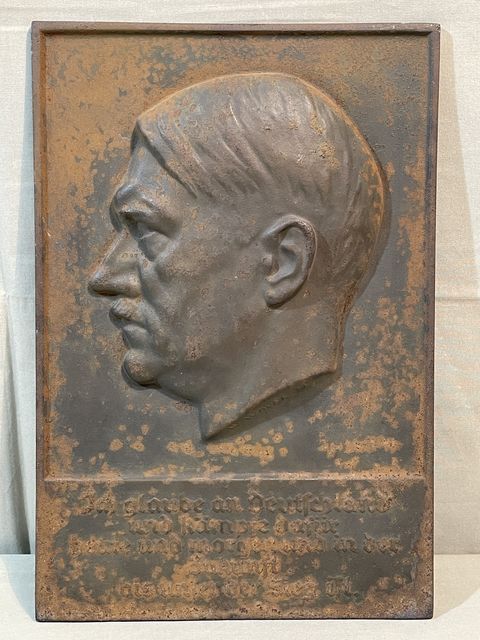 Bunker Militaria: Original Nazi Era German Heavy Metal HITLER Plaque