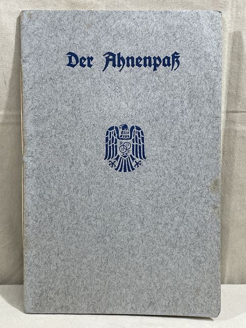 Bunker Militaria: Original Nazi Era German Ahnenpaß (Family Tree) Book