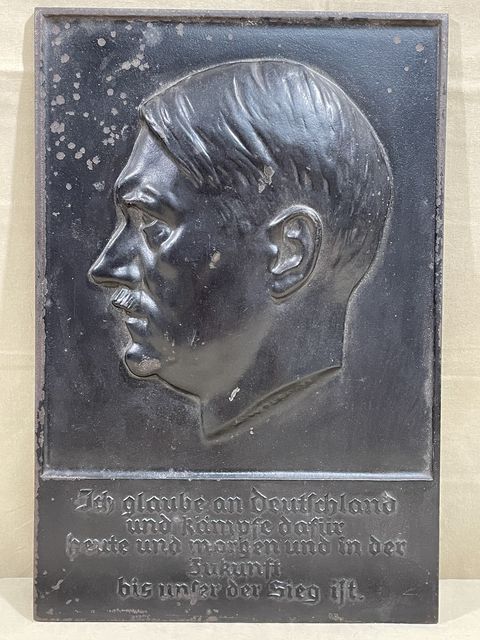 Bunker Militaria: Original Nazi Era German Heavy Metal HITLER Plaque