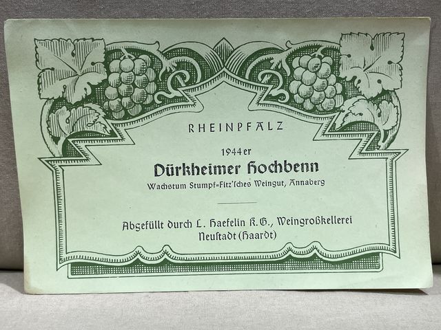 Bunker Militaria: Original WWII German Wine Bottle Label, Dürkheimer ...