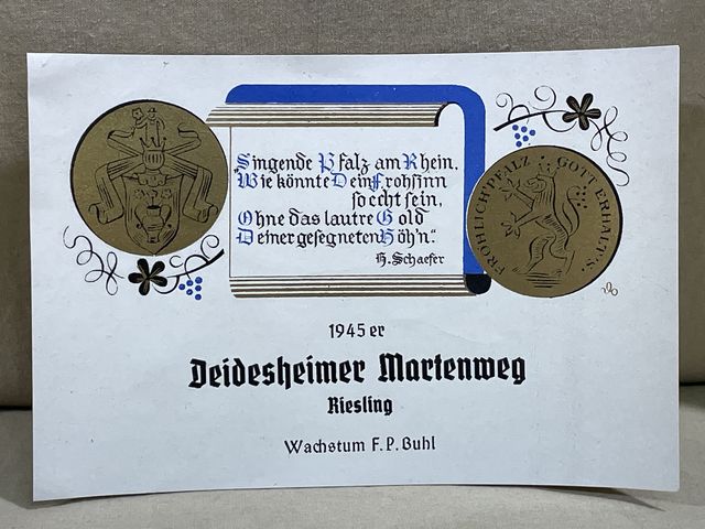 Bunker Militaria: Original WWII German Wine Bottle Label, 1945