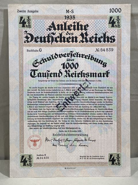 Bunker Militaria: Original Nazi Era German 1935 Savings Bond ...