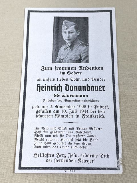 Bunker Militaria: Original WWII German Waffen-SS Soldiers Remembrance ...