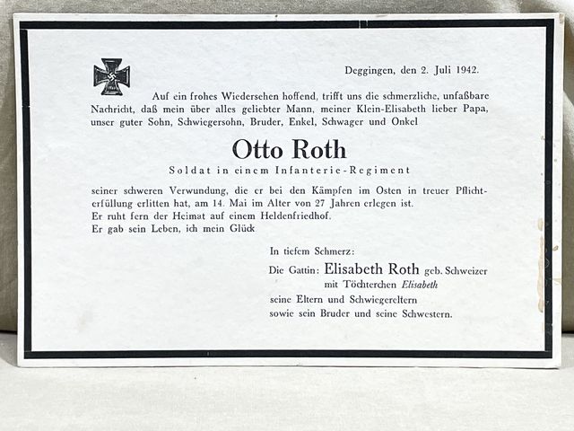 Bunker Militaria: Original WWII German Death Announcement to Infantry ...