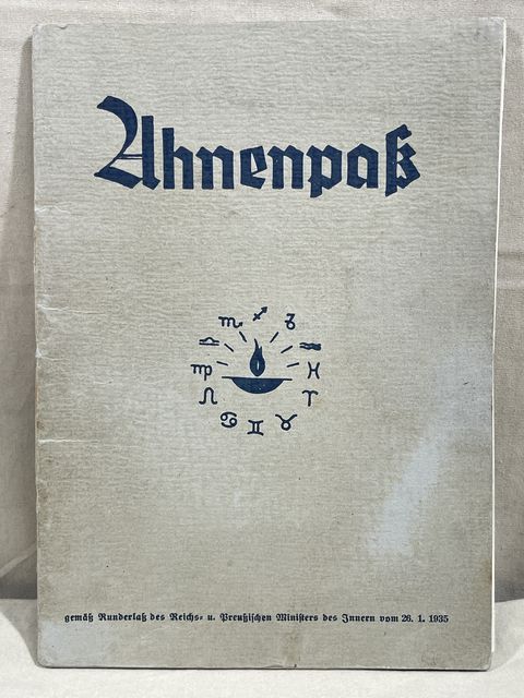 Bunker Militaria: Original Nazi Era German Ahnenpaß (Family Tree) Book PLUS