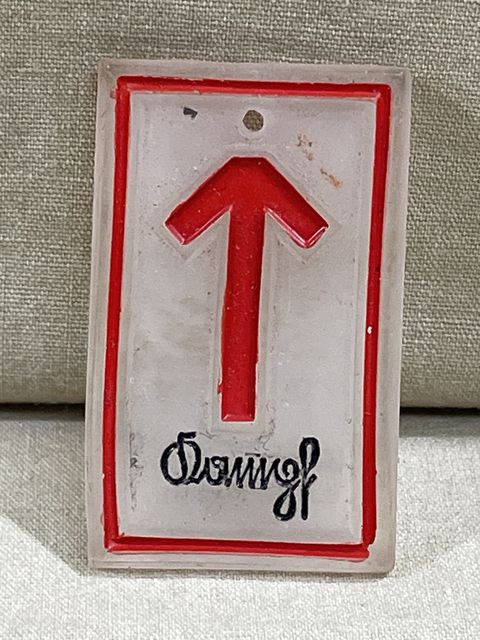 Bunker Militaria: Original Nazi Era German Frosted Glass Tinnie, Tyr-Rune