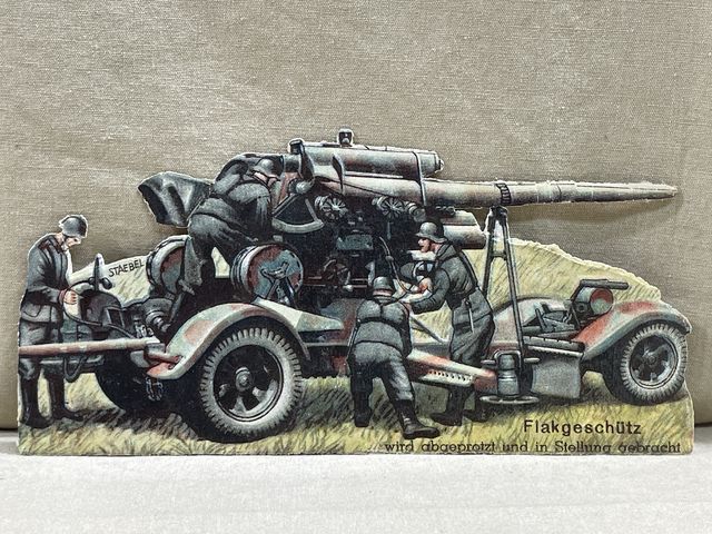 Bunker Militaria: Original WWII German Flak Gun Paper Cut-Out, Flakgeschütz