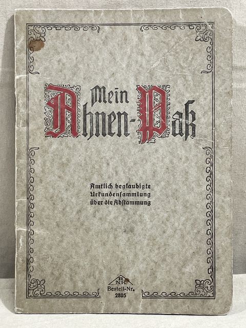 Bunker Militaria: Original Nazi Era German Ahnen-Paß (Family Tree) Book