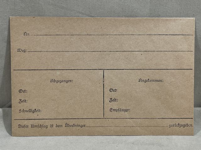Bunker Militaria: Original WWII Era German Courier Envelope, Time Sensitive