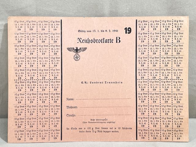 Bunker Militaria: Original WWII German Civilian Ration Card ...