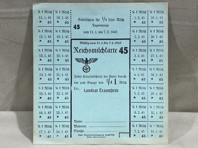 Bunker Militaria: Original WWII German Civilian Ration Card ...