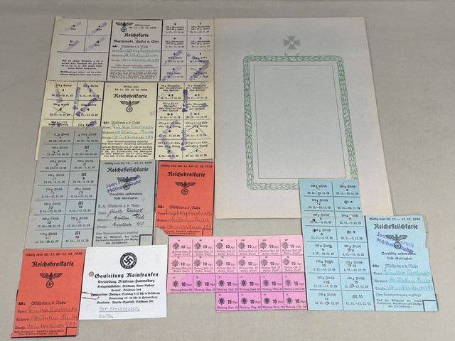 Bunker Militaria: Original WWII German Civilian Ration Cards and Simple ...
