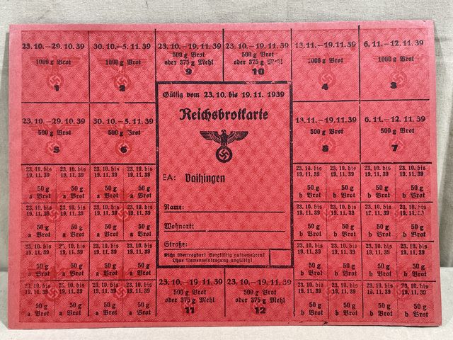 Bunker Militaria: Original WWII German Civilian Bread Ration Card ...
