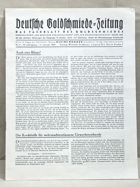 Bunker Militaria: Original WWII German Goldsmith Newspaper, Deutsche ...