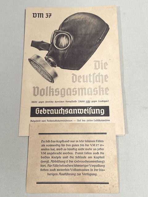Bunker Militaria: Original WWII German People's Gas Mask Instruction ...