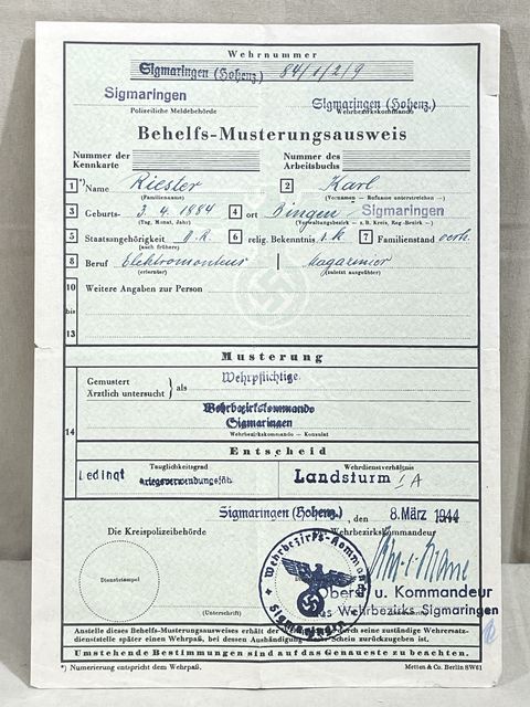 Bunker Militaria: Original WWII German Temporary ID Card Document ...