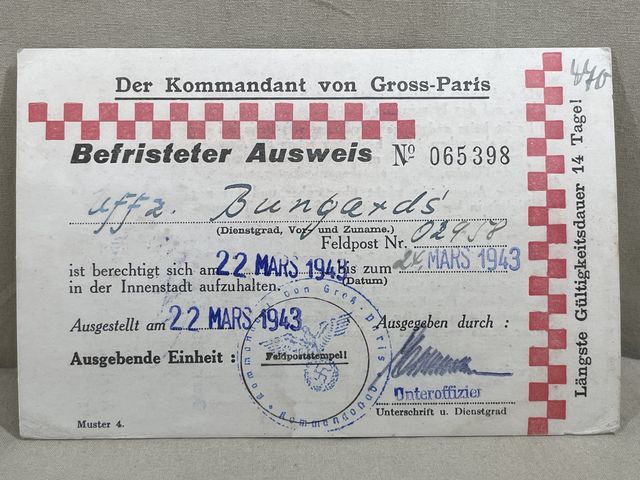 Bunker Militaria: Original WWII German Temporary ID (Befristeter ...