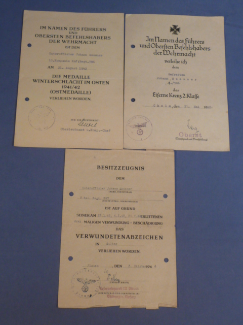 Bunker Militaria: Award Documents