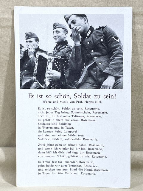 Bunker Militaria: Original WWII German Military Song Postcard, Es ist ...