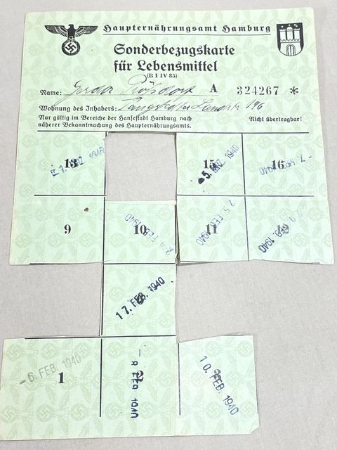 Bunker Militaria: Original Nazi Era German Civilian Ration Card ...