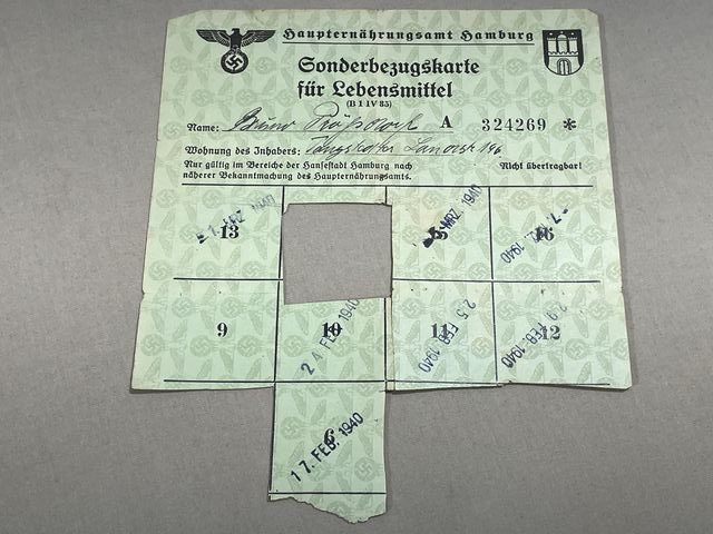 Bunker Militaria: Original Nazi Era German Civilian Ration Card ...