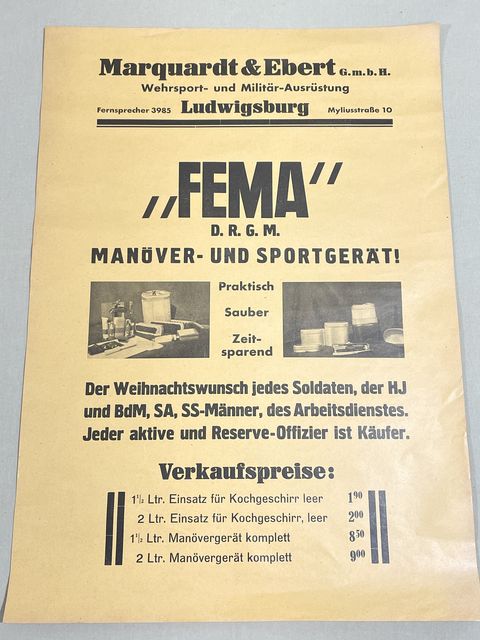 Bunker Militaria: Original Pre-WWII German FEMA Advertisement Poster