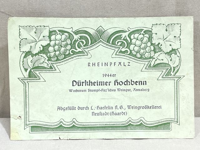 Bunker Militaria: Original WWII German Wine Bottle Label, Dürkheimer ...