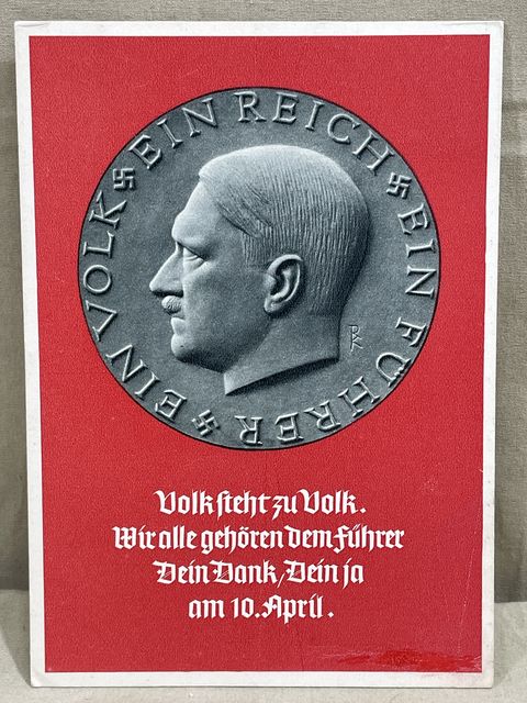 Bunker Militaria: Original Nazi Era German Commemorative Postcard, One ...