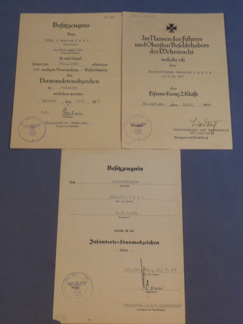 Bunker Militaria: Award Documents