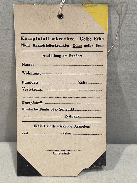 Bunker Militaria: Original WWII German Medical Tag for Wounded Person