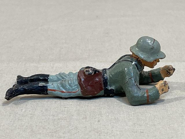 Bunker Militaria: Original Nazi Era German Prone Toy Soldier Assisting