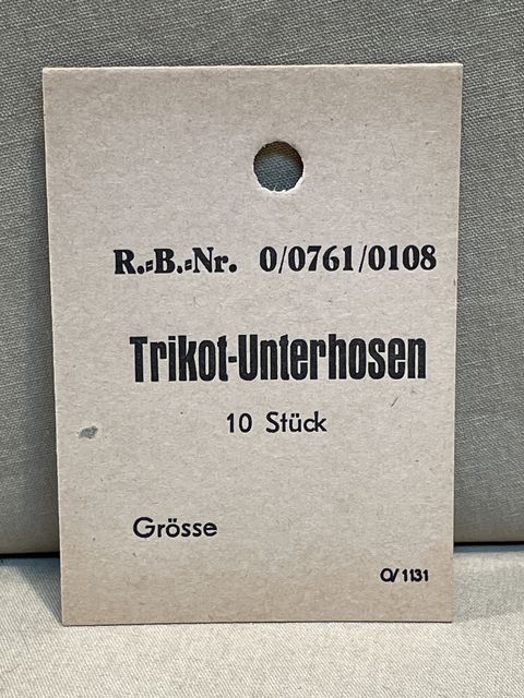 Bunker Militaria: Original WWII German Cardstock Clothing Tag, Trikot ...