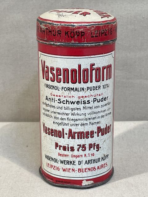 Bunker Militaria: Original WWII Era German VASENOL Foot Powder Tin ...