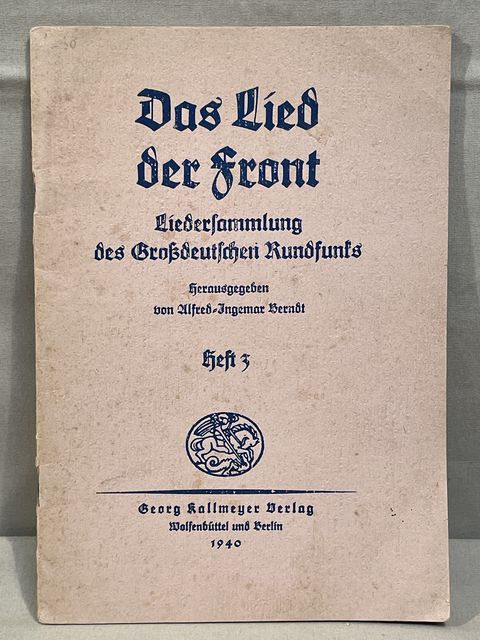 Bunker Militaria: Original WWII German Soldiers Song Book, Das Lied der ...