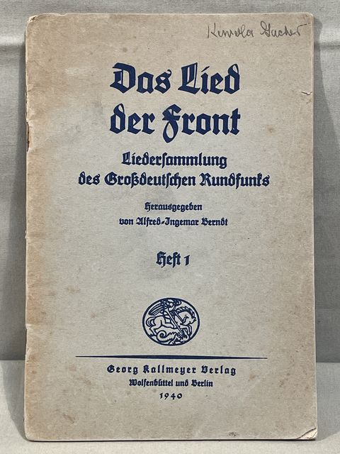 Bunker Militaria: Original WWII German Soldiers Song Book, Das Lied der ...