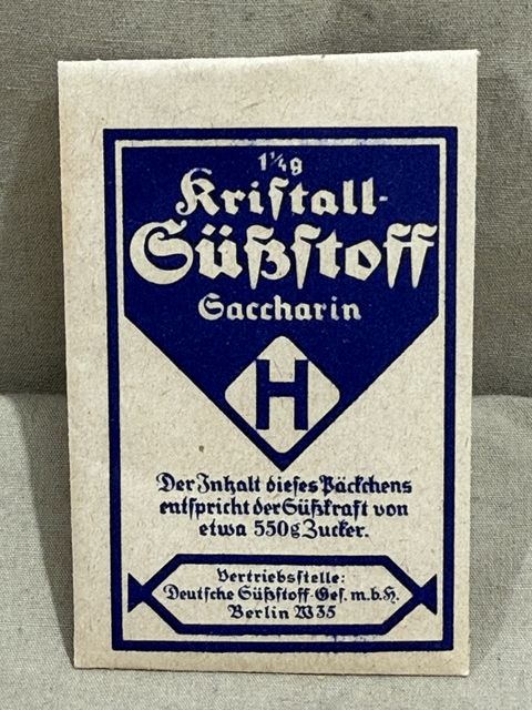 Bunker Militaria: Original WWII Era German Blue Packet of Saccharin