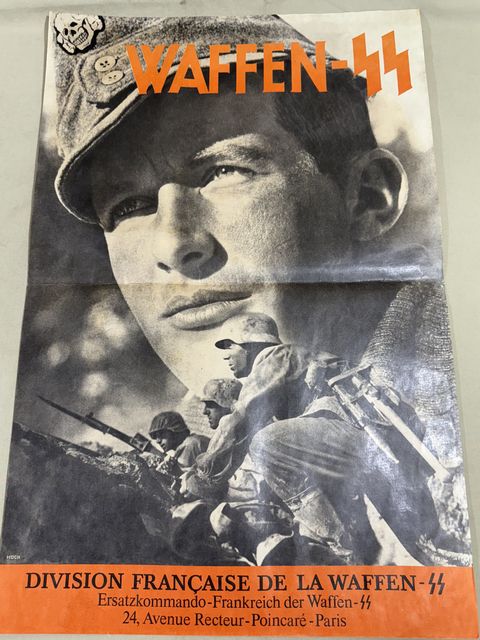 Bunker Militaria: Original WWII German Waffen-SS Wall Poster, French Division