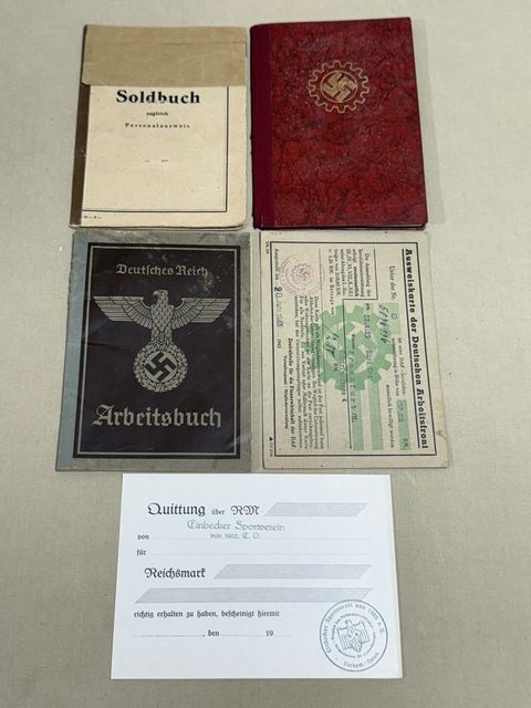 Bunker Militaria: Original Nazi Era German ID Book / Documents Grouping